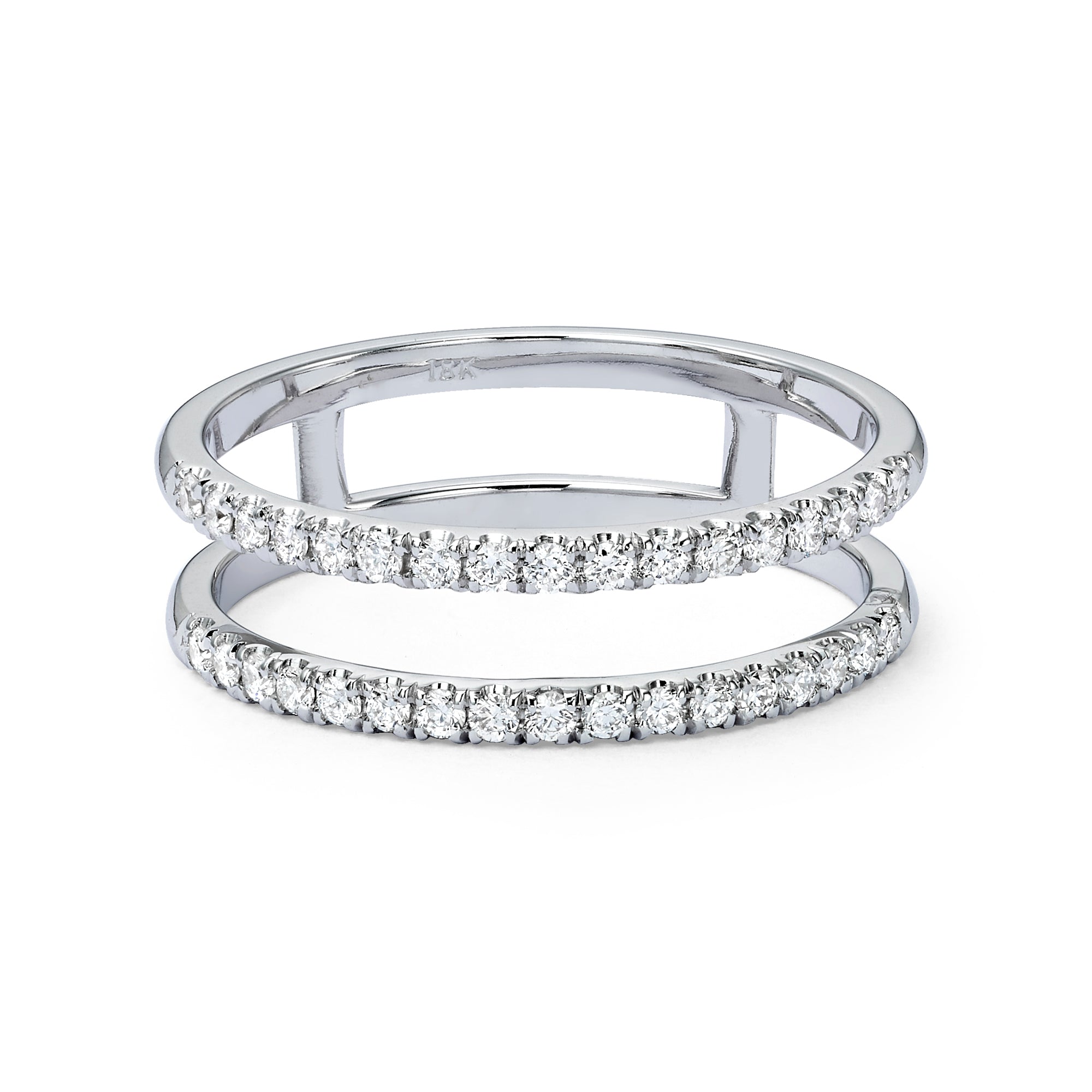 Tapered Double Band Diamond Ring 18k Gold | THE PRIVATE ROOM JEWELRY ...